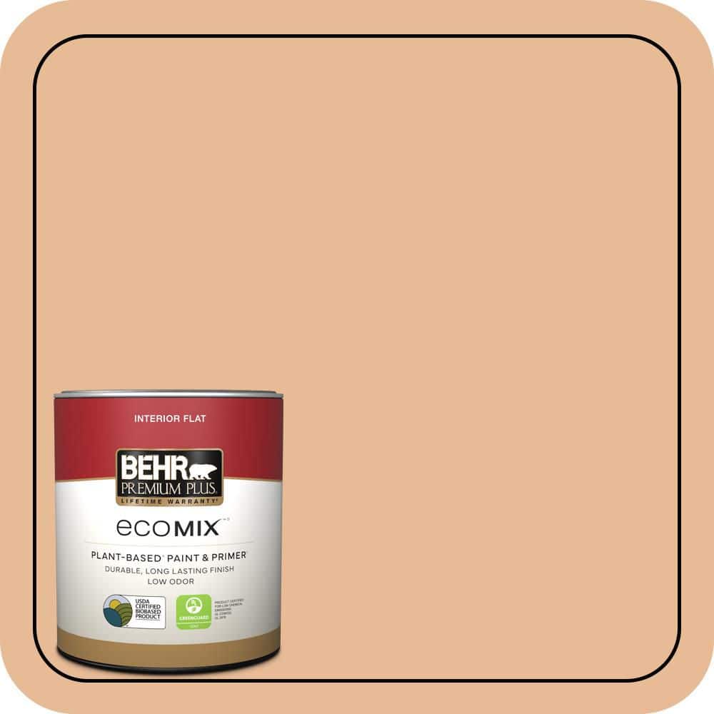 BEHR PREMIUM PLUS 1 qt. #280C-3 Fresh Praline Flat EcoMix Plant-Based ...