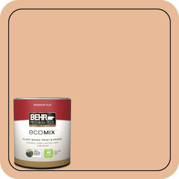 BEHR PREMIUM PLUS 1 qt. #280C-3 Fresh Praline Flat EcoMix Plant-Based ...