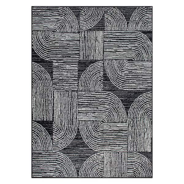 World Rug Gallery Milan 7 ft. 10 in. X 10 ft. Black Contemporary ...