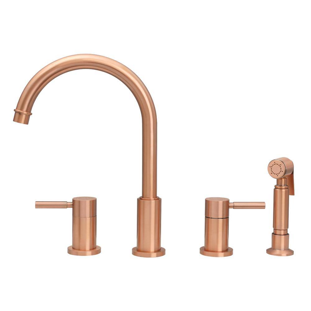 Akicon Two-Handles Copper Widespread Kitchen Faucet with Side Spray AK866C