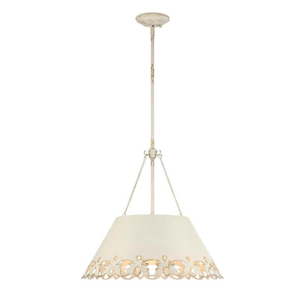 Golden Lighting Eloise 60-Watt 5 Antique Ivory Pendant Light with ...
