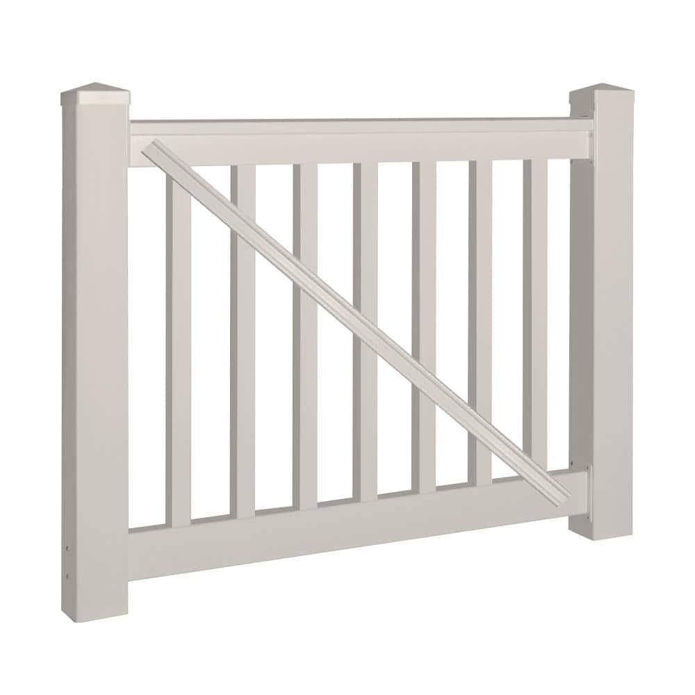 Weatherables Vanderbilt 3 ft. H x 5 ft. W Tan Vinyl Railing Gate Kit ...