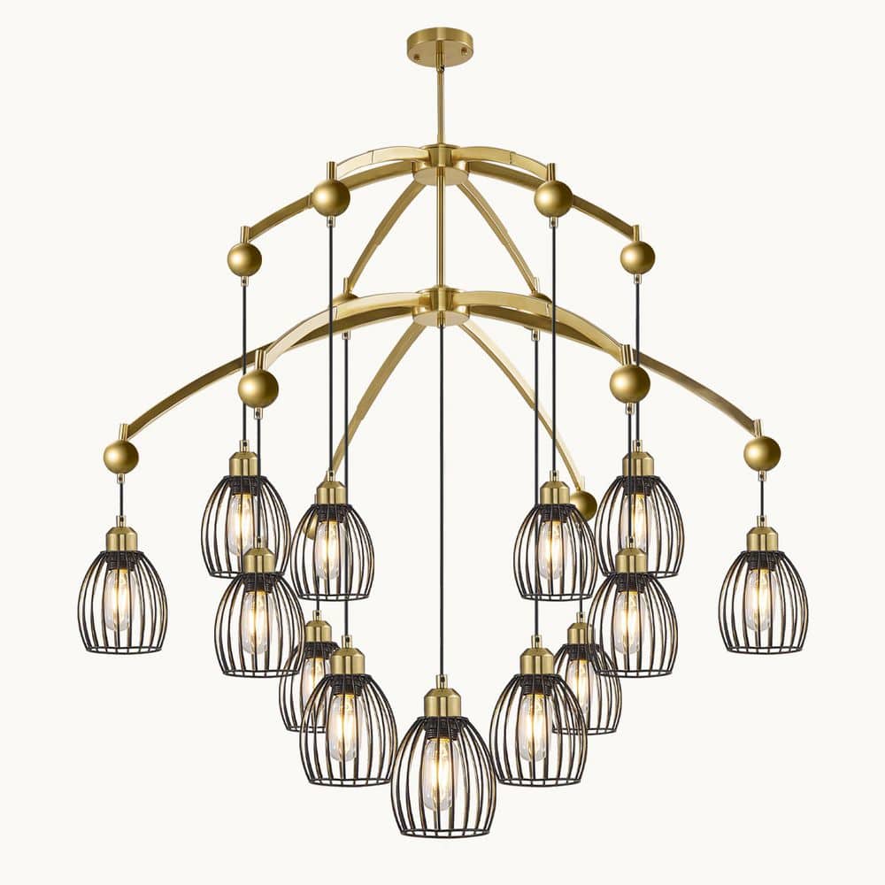MODERN HABITAT GrapeLantern 13-Light Gold Finish Lantern Chandeliers ...