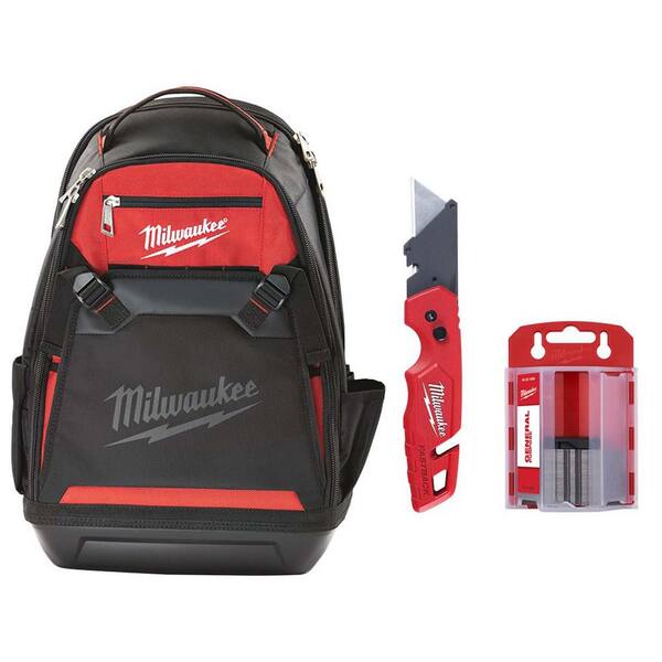 Milwaukee Jobsite Backpack with FASTBACK Folding Utility Knives with ...
