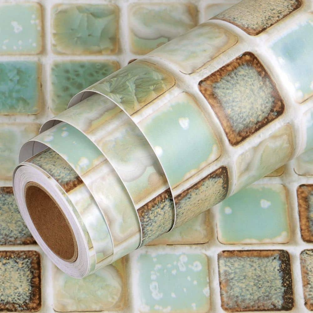 Green Mosaic Tiles Contact Paper Peel and Stick Wallpaper Roll Set of 2 ...