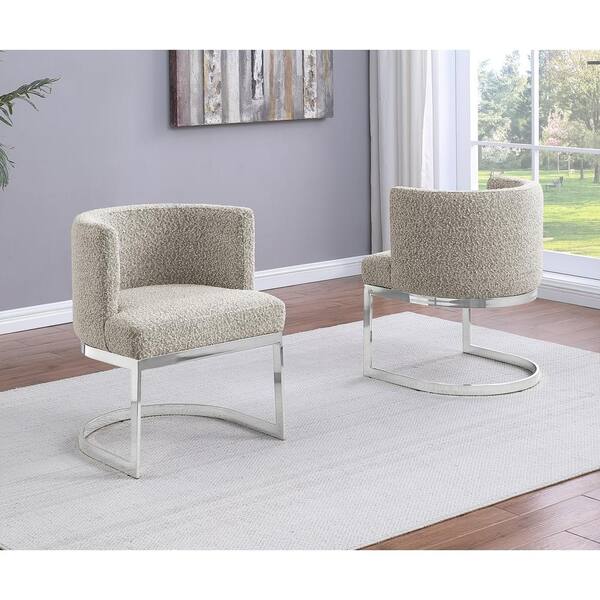 Best Quality Furniture Hart Grey Boucle Fabric Side Chair Set of 1 with ...