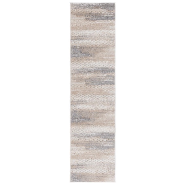 SAFAVIEH Stella Beige/Gray 2 ft. x 8 ft. Abstract Striped Runner Rug ...