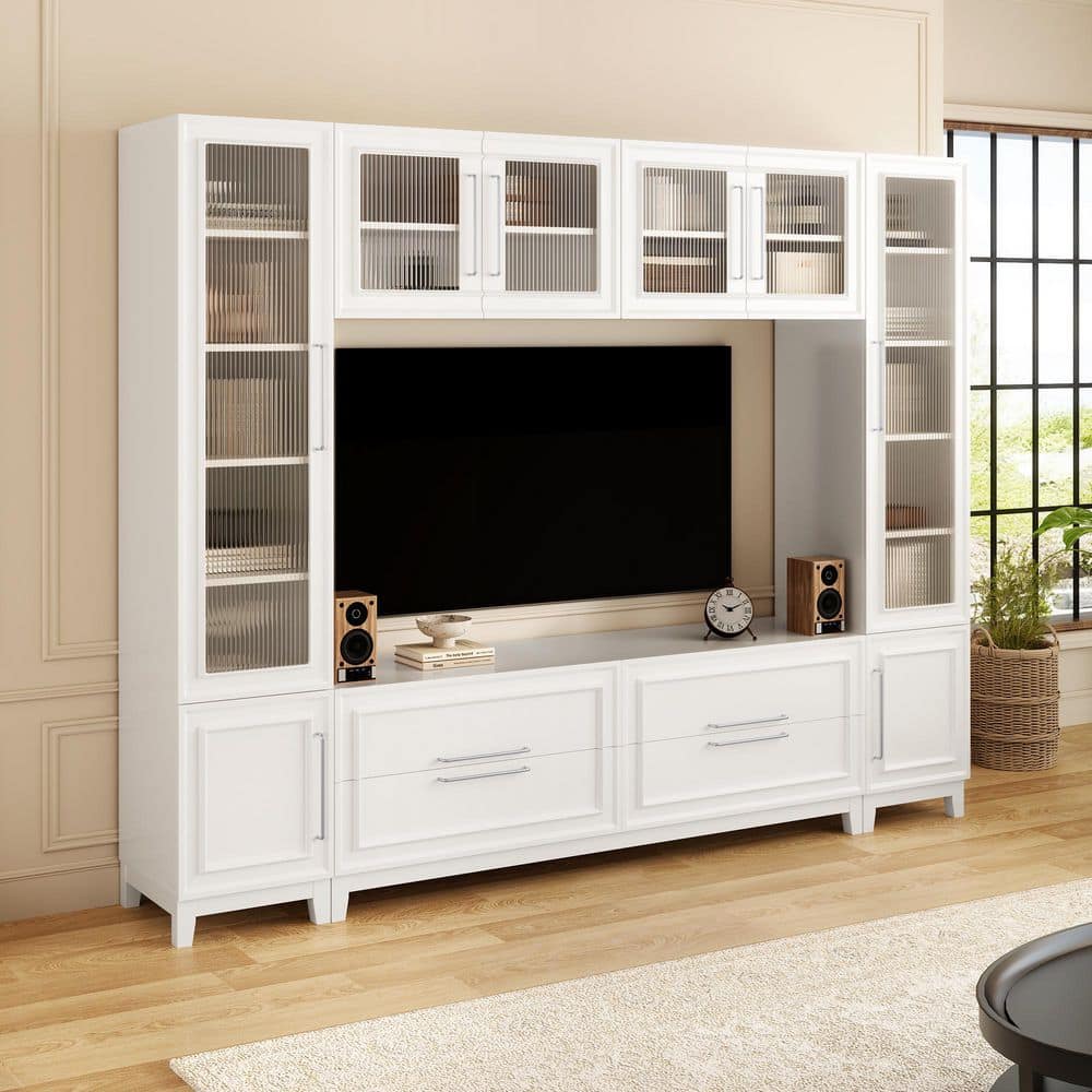 Noble House Jorlin Modern White TV Stand Media Console Entertainment ...
