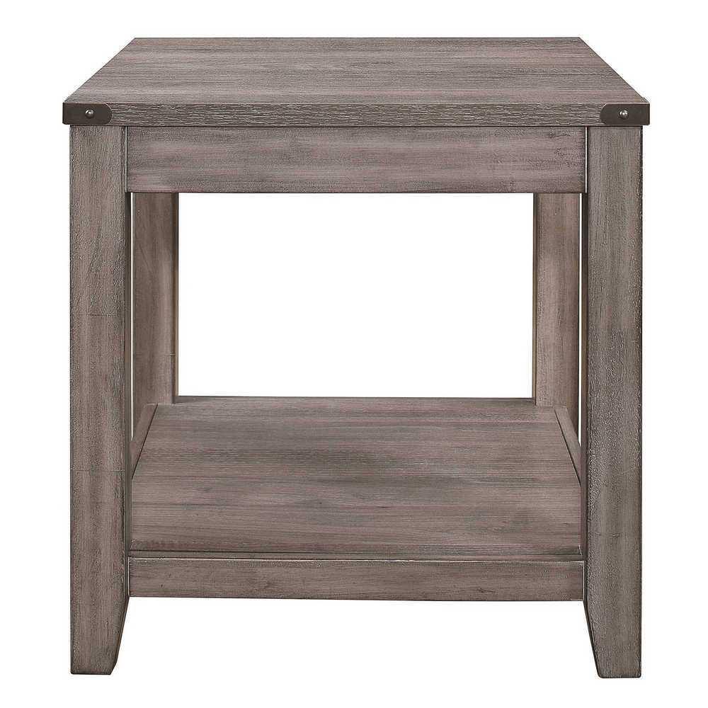 EVERGLADE HOME Korey 23.75 in. Brownish Gray Square Wood End Table LX-2042-04 - The Home Depot