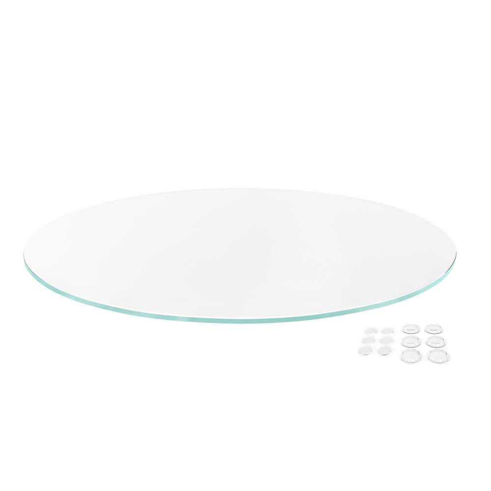 Fab Glass and Mirror 52 in. Round Clear Low Iron Glass Table Top 1/4 in ...