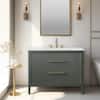 SUDIO Emma 42 in. W Bath Vanity in Vintage Green with Engineered Stone ...