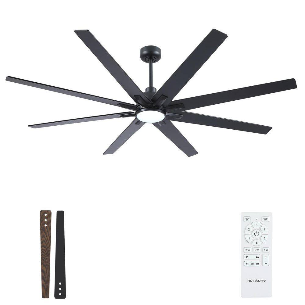 ZXXC 72 in. W 8-Blade Downrod Mount Ceiling Fans in Black with Dimmable ...