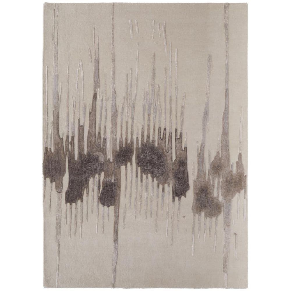 HomeRoots 10 ft. x 14 ft. Ivory, Taupe, Brown Abstract Area Rug ...