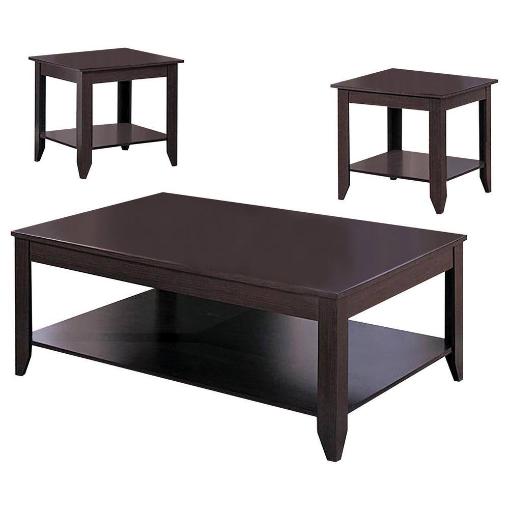 Coaster Brooks 3-piece Occasional Table Set with Lower Shelf Cappuccino ...