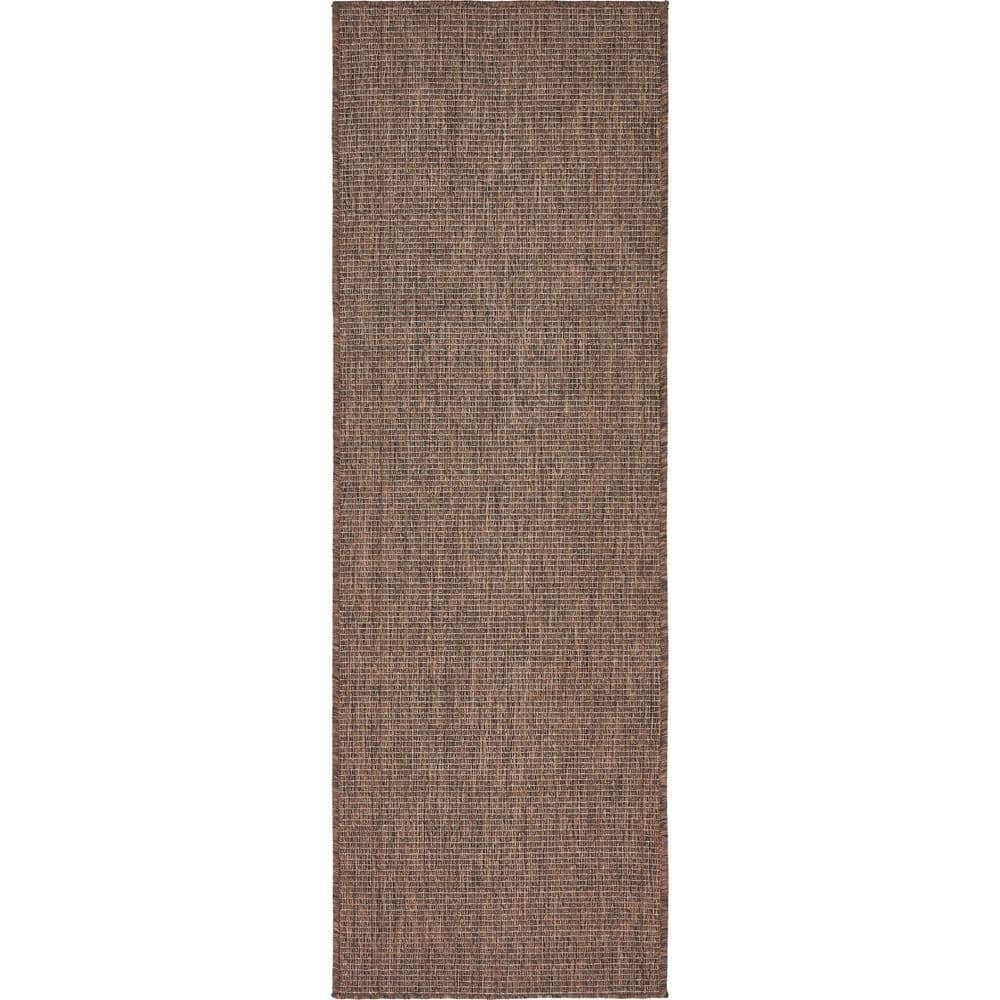 Unique Loom Outdoor Solid Light Brown 2' 0 x 6' 0 Runner Rug 3136836 ...