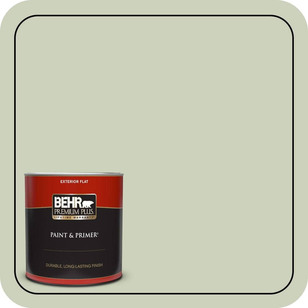 BEHR PREMIUM PLUS 1 qt. #PPU10-09 Chinese Jade Flat Exterior Paint ...