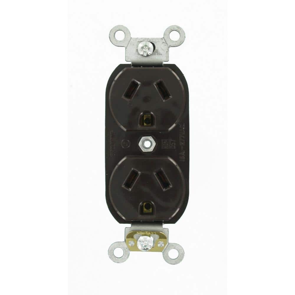 Leviton 15 Amp 277 V NEMA 7-15R Duplex Outlet/Receptacle, Brown (1-Pack ...
