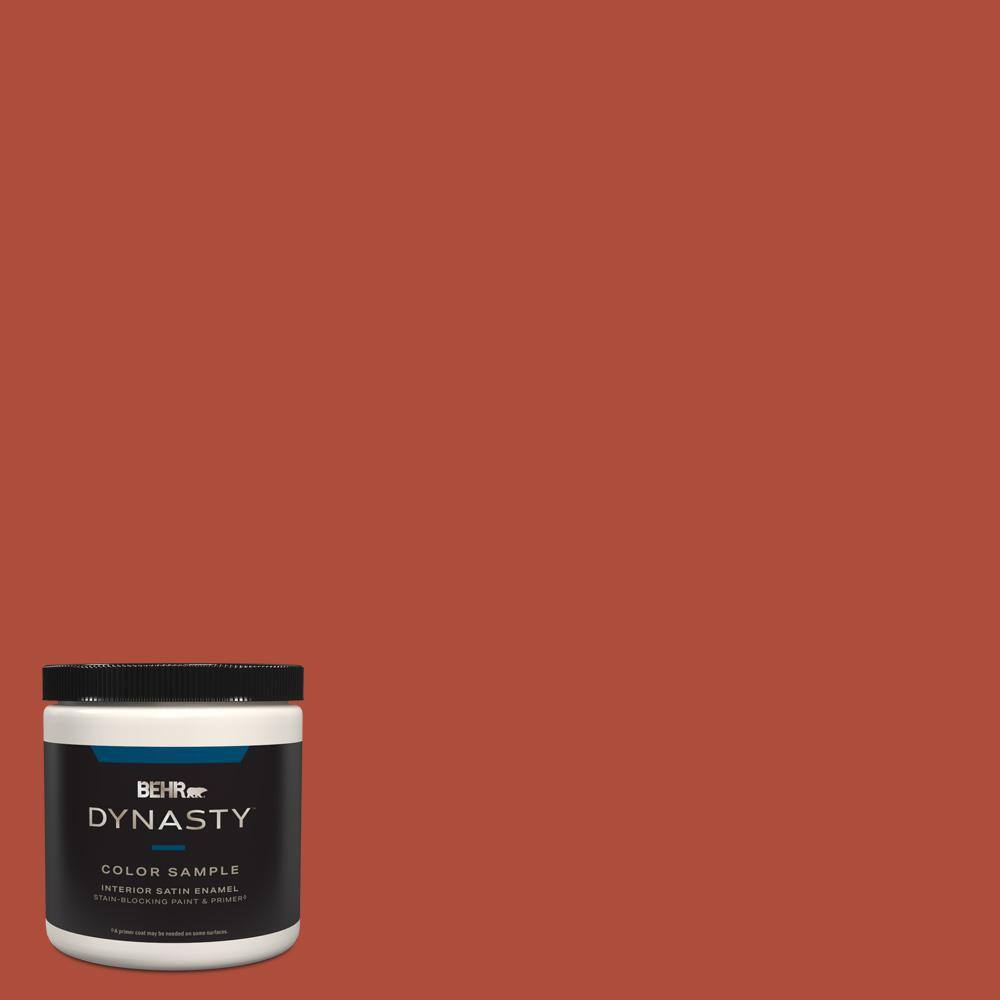 BEHR DYNASTY 8 oz. #MQ4-35 Torch Red One-Coat Hide Satin Enamel Stain ...