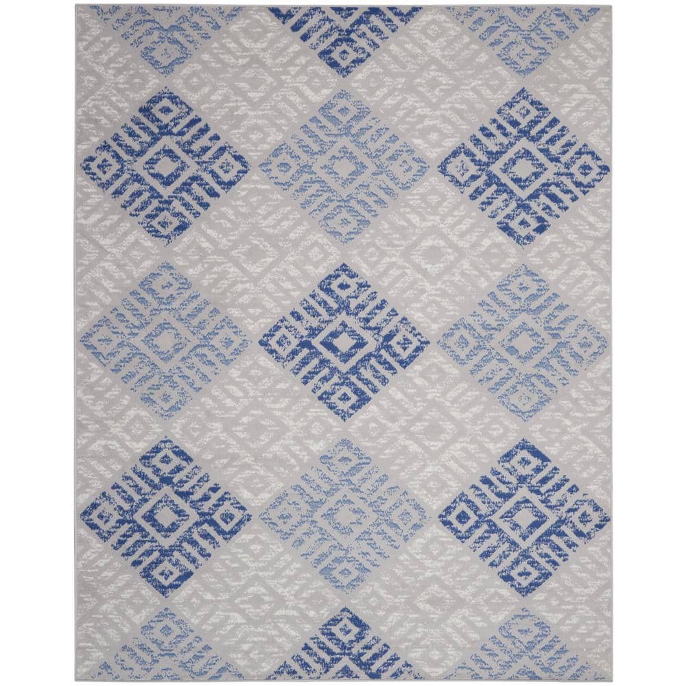 Nourison Whimsicle Grey Blue 9 ft. x 12 ft. Geometric Modern Area Rug ...