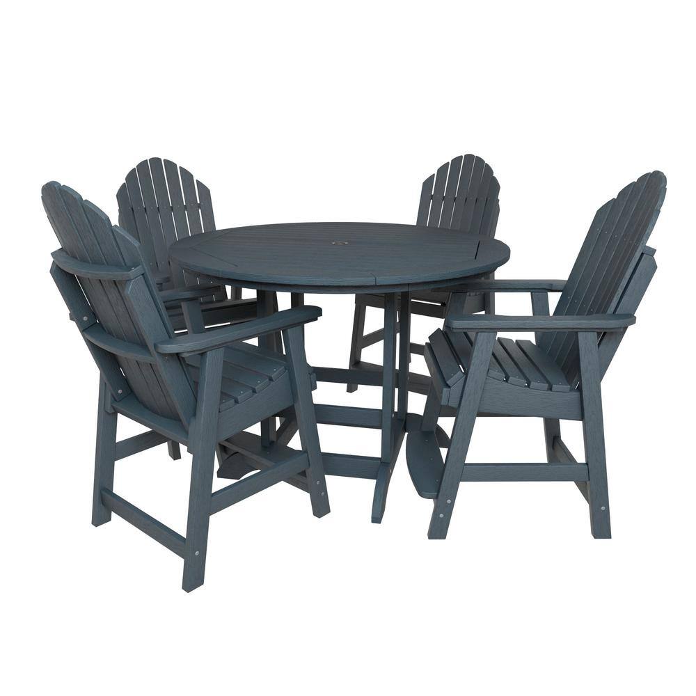 Highwood Hamilton 5-Piece Nantucket Blue Round Balcony Height Dining ...