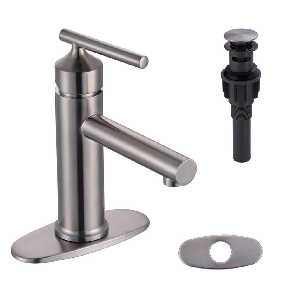 ALEASHA Single Handle Single Hole Bathroom Faucet with Deckplate Included and Drain Kit Included ...