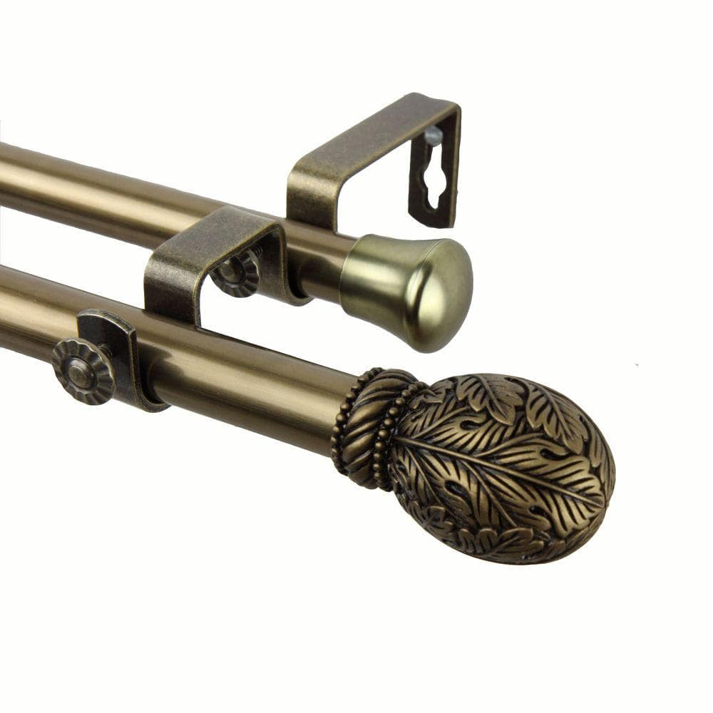 Rod Desyne 66 in. - 120 in. Forest Double Curtain Rod in Antique Gold ...