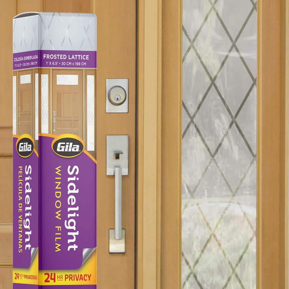Gila 12 in. x 78 in. Frosted Lattice Privacy Control Sidelight Window ...