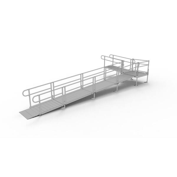 EZ-ACCESS PATHWAY 28 ft. L-Shaped Aluminum Wheelchair Ramp Kit with ...