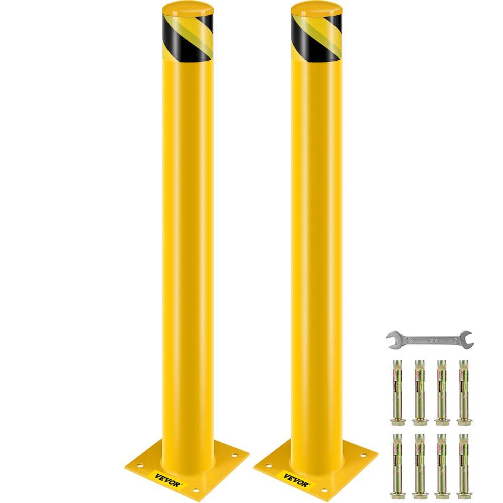 VEVOR Safety Bollard 42 in. H Bollard Post 4.5 in. Dia Steel Pipe Post ...