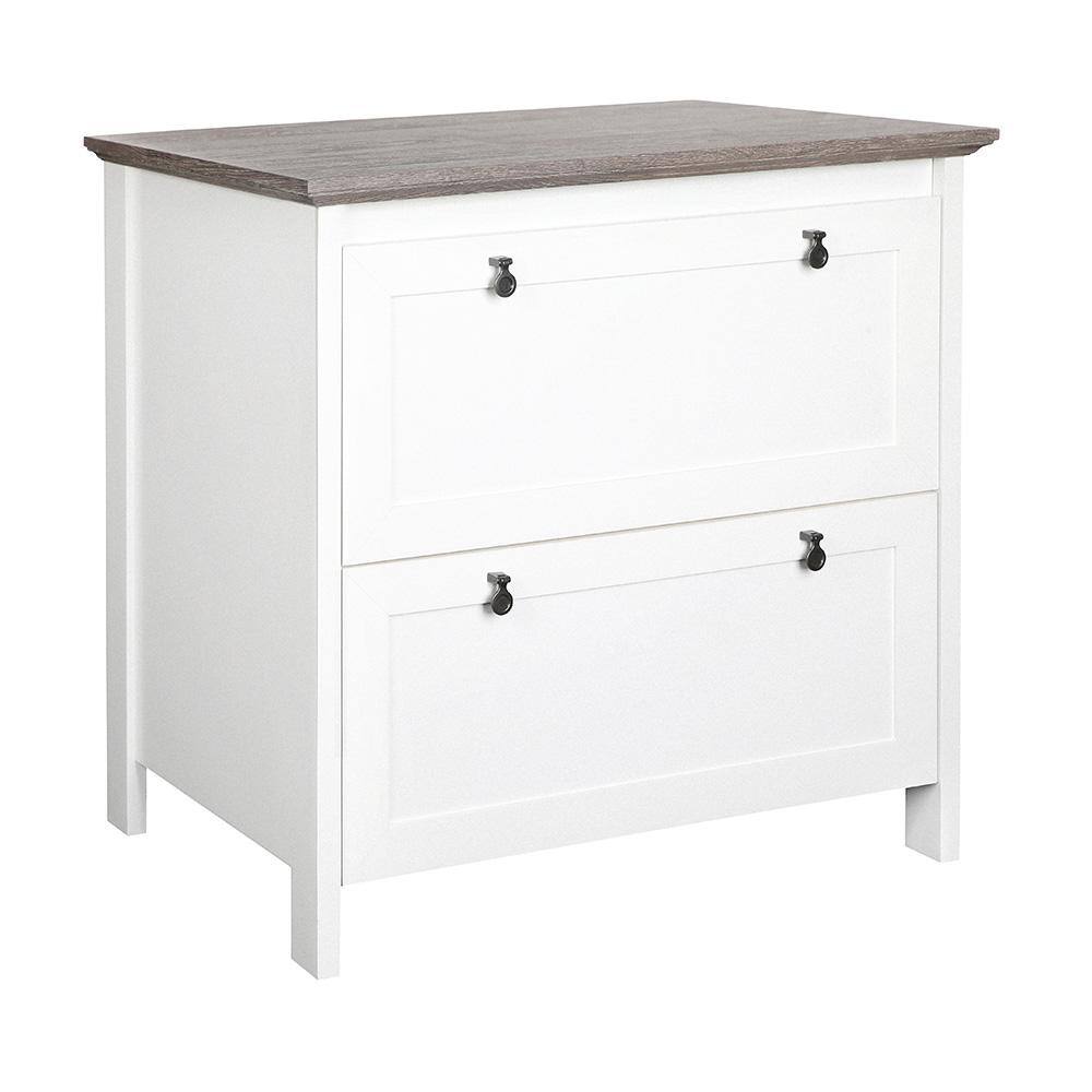 SAINT BIRCH Finley White/Gray Oak 2-Drawer Lateral File Cabinet ...