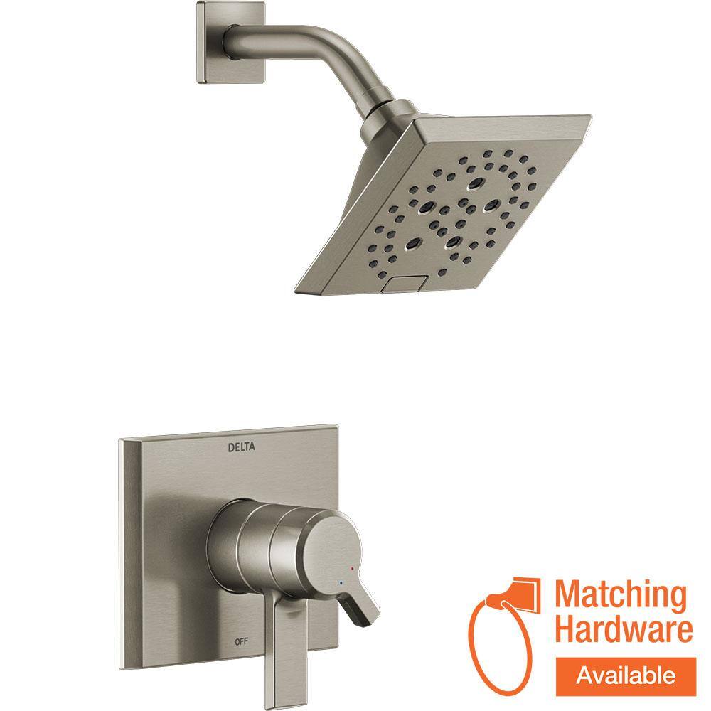 Delta Pivotal 1-Handle Wall-Mount Shower Trim Kit in Lumicoat Stainless ...