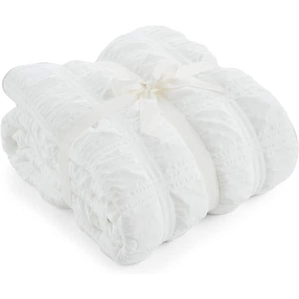 Afoxsos White Seersucker Queen Size Cooling Comforter, Reversible ...