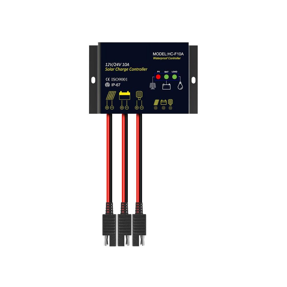 Vrbgify 10 Amp Waterproof Solar Charge Controller, 12-Volt/24-Volt PWM ...
