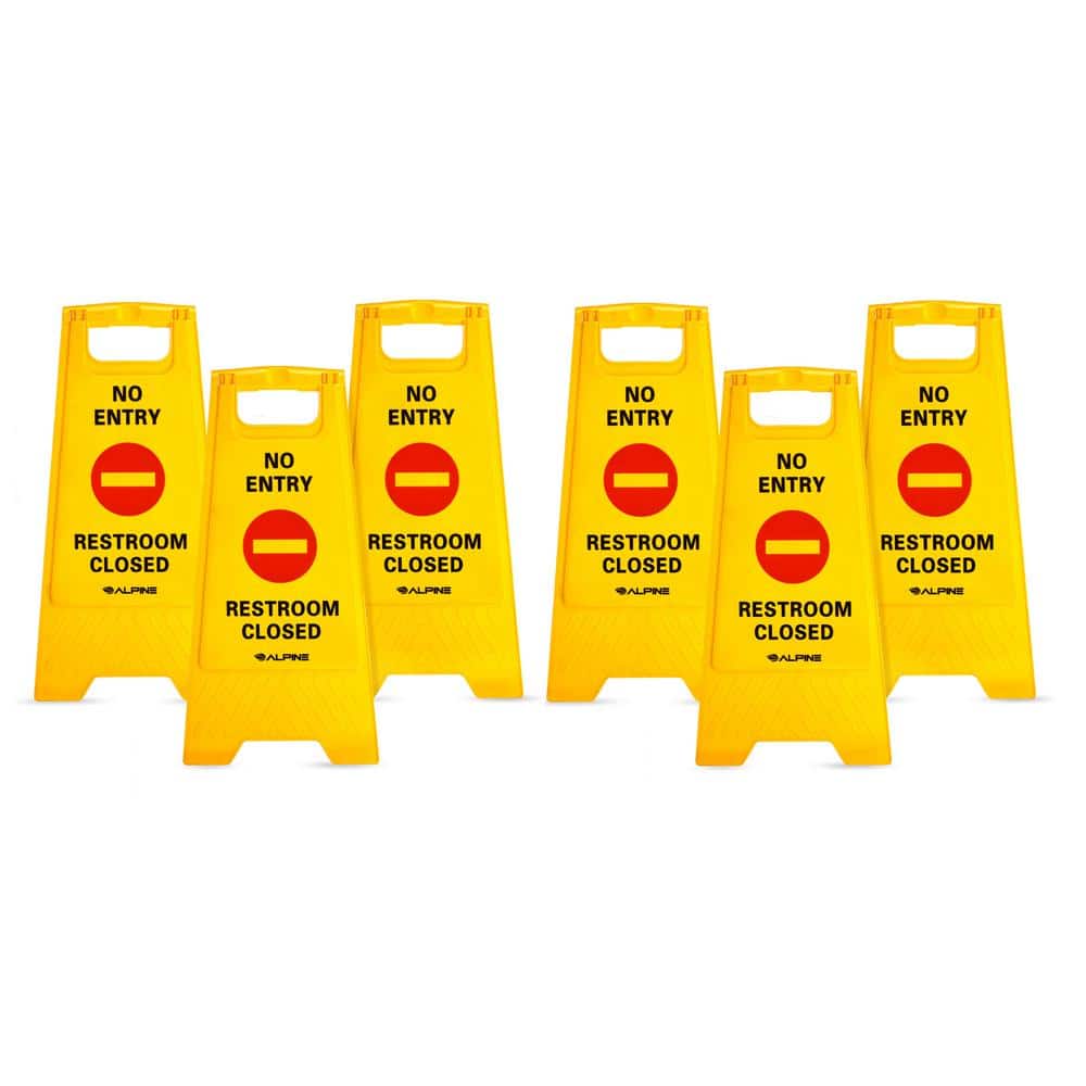 Alpine Industries 24 in. Yellow 2-Sided Fold-Out No Entry Restroom ...
