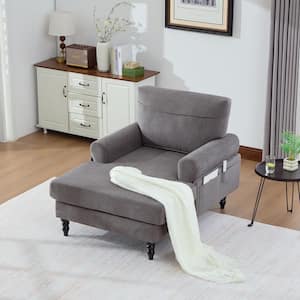 HOMEFUN Modern Olive Green Chenille Armrests Chaise Lounge Single Sofa ...