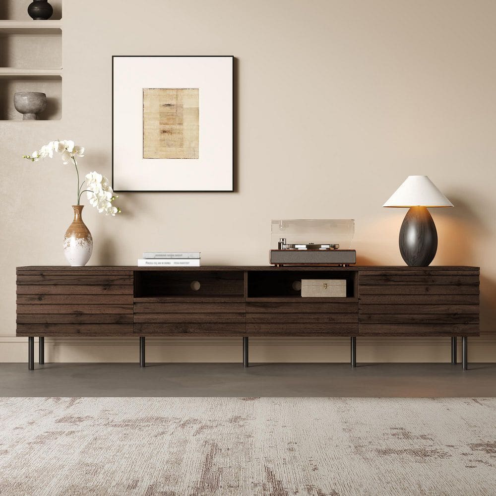 Reviews for Harper & Bright Designs Dark Brown Modern TV Stand Fits up ...
