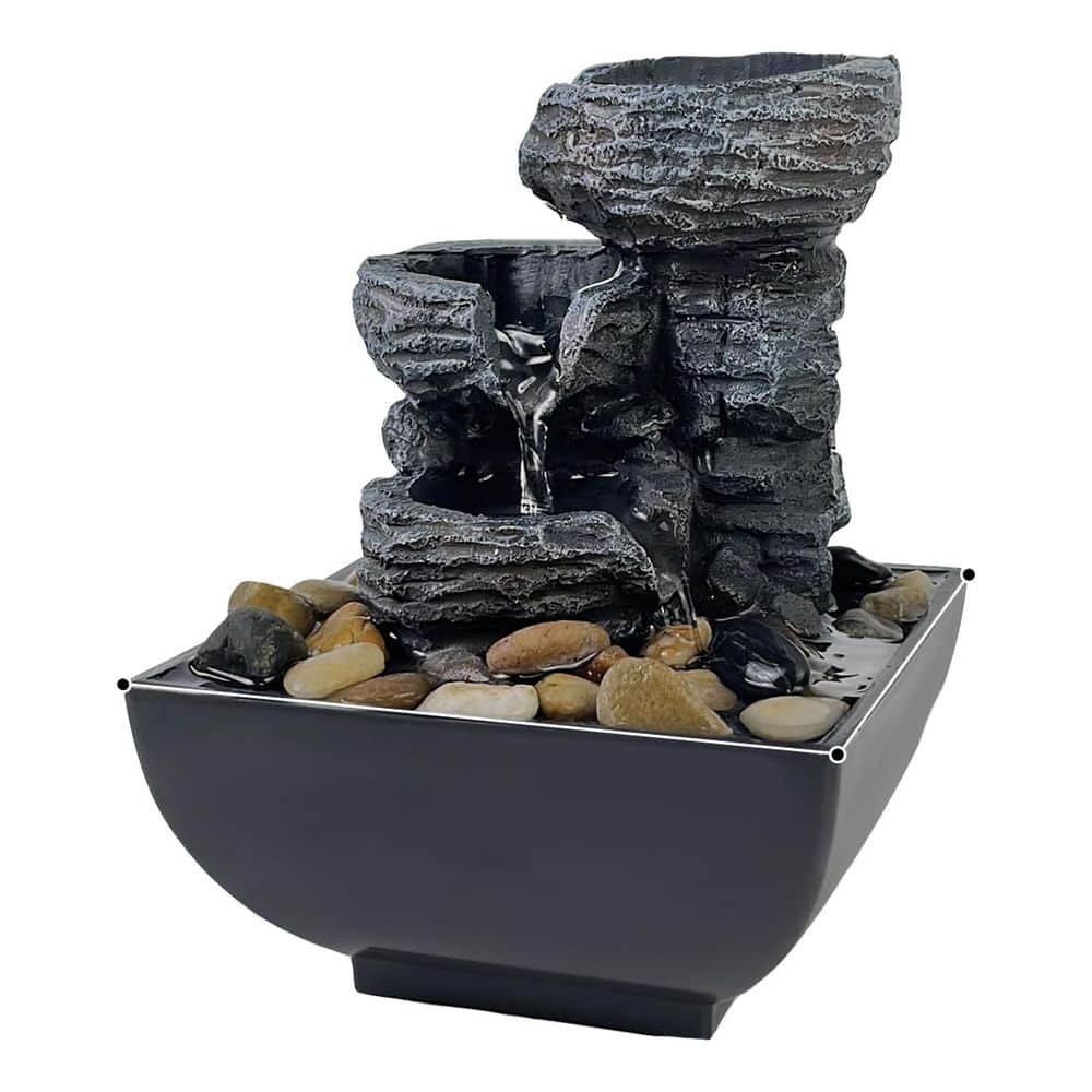 Afoxsos Tabletop Fountain with LED Light, Indoor Zen Meditation ...