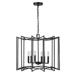 RRTYO Tabor 8-Light Modern Boho Black Hand-woven Rope Drum Chandelier ...