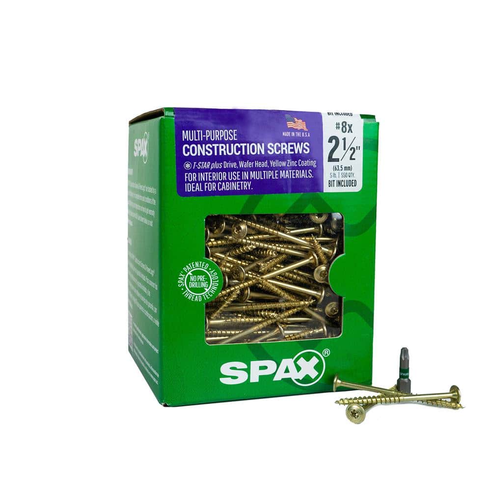 SPAX #8 x 2-1/2 in. Interior Wafer Head Wood Screws Cabinet Torx T-Star ...