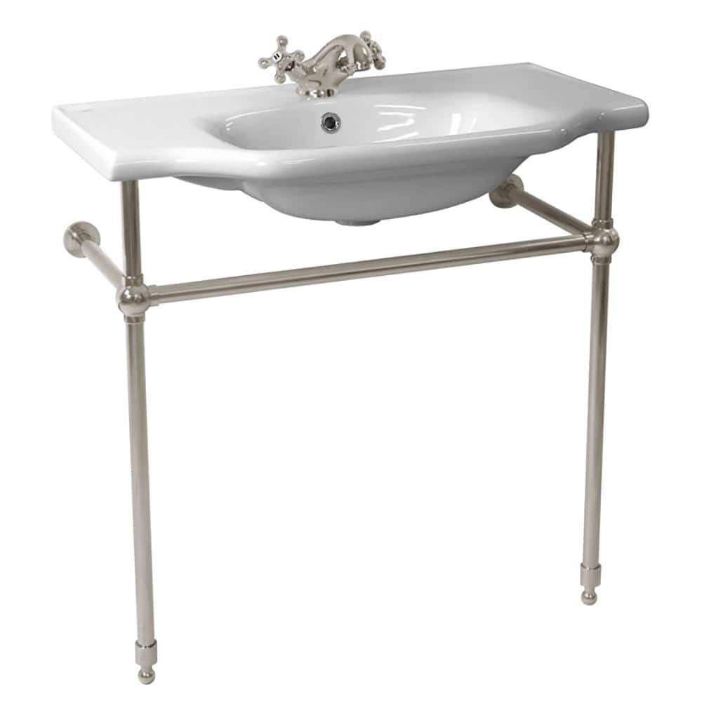 Nameeks Yeni Klasik Ceramic Console Bathroom Sink in White with Satin ...