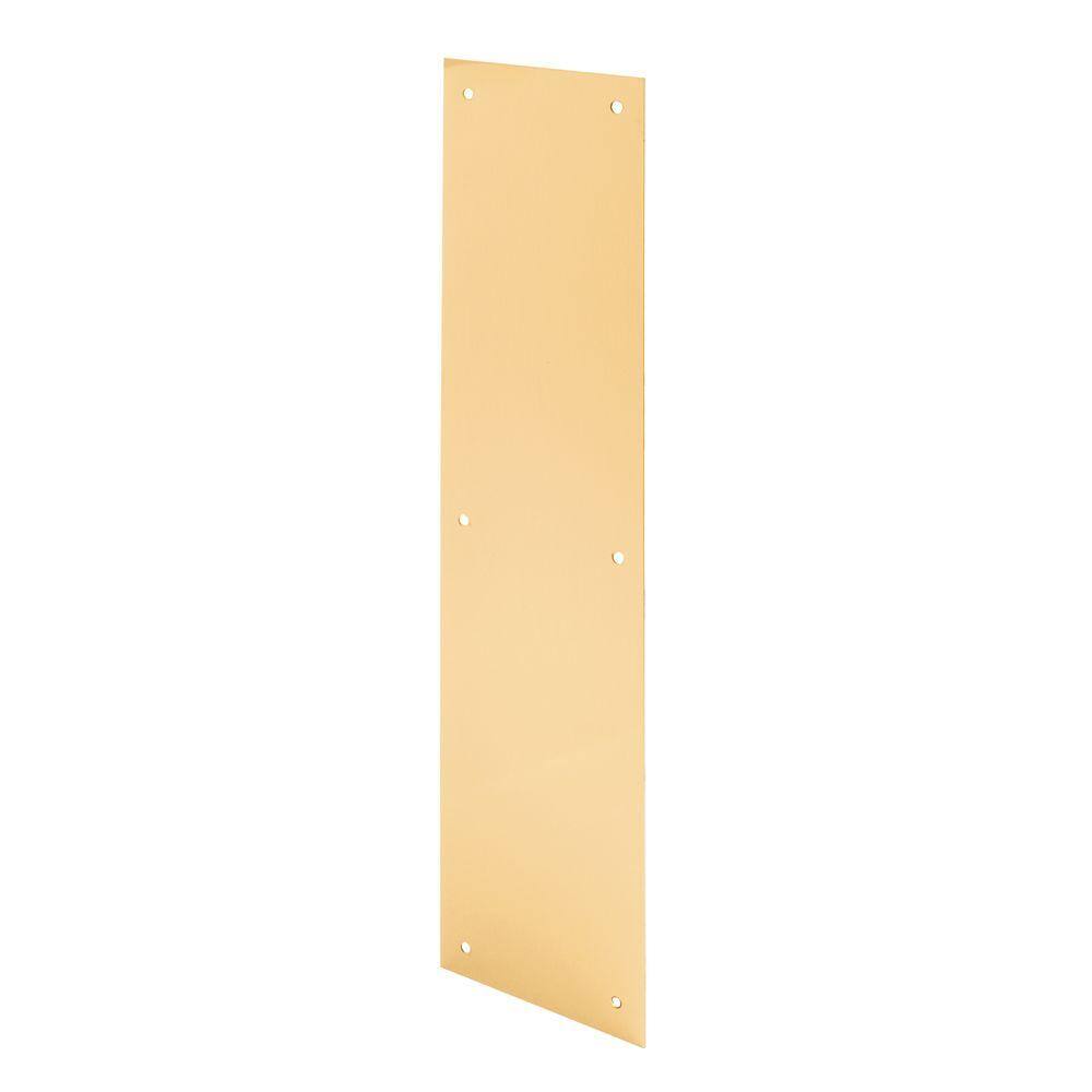 Prime-Line Door Push Plate, Brite-Brass on Aluminum, 4 in. x 16 in. J ...