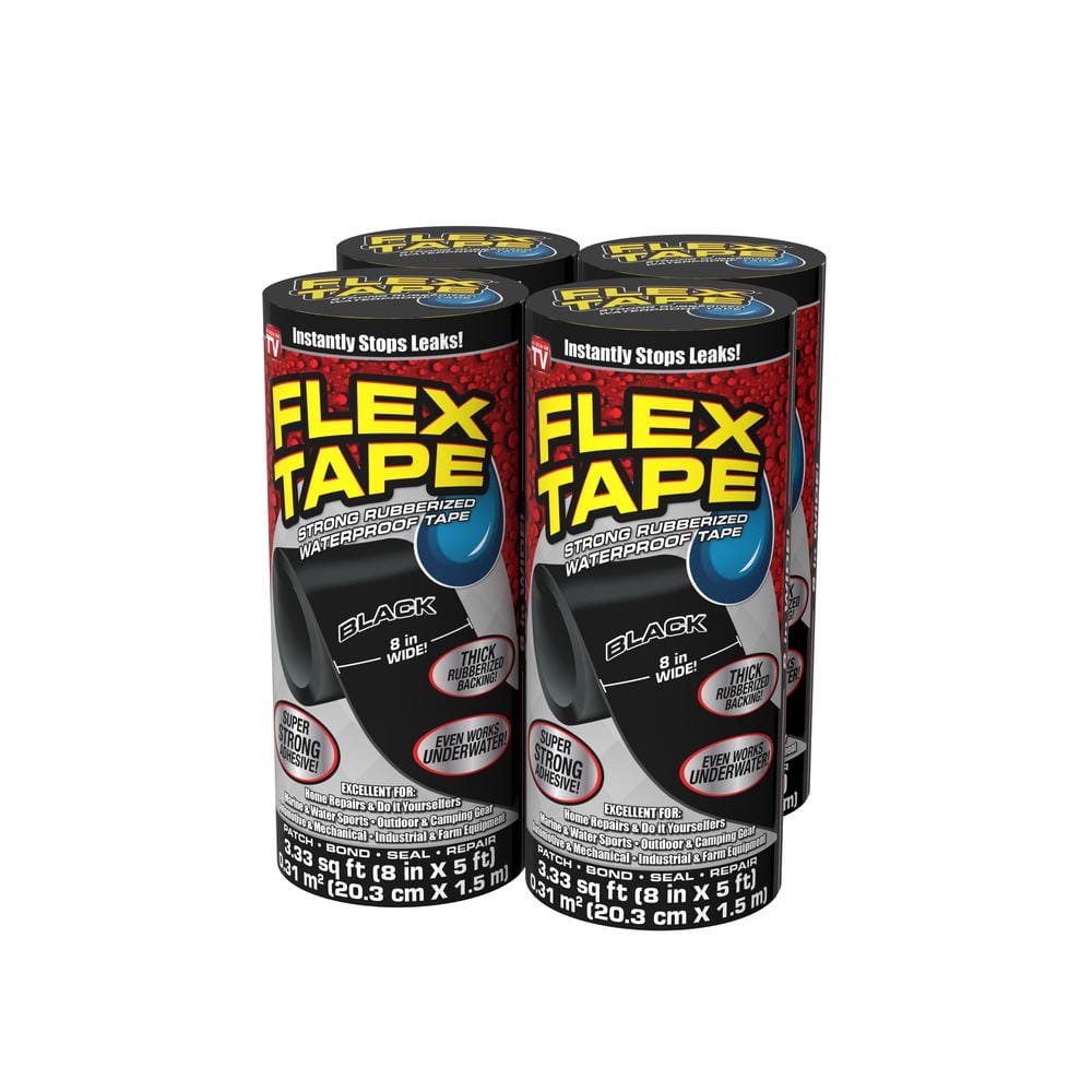 FLEX SEAL FAMILY OF PRODUCTS Flex Tape Black 8 in. x 5 ft. Strong ...