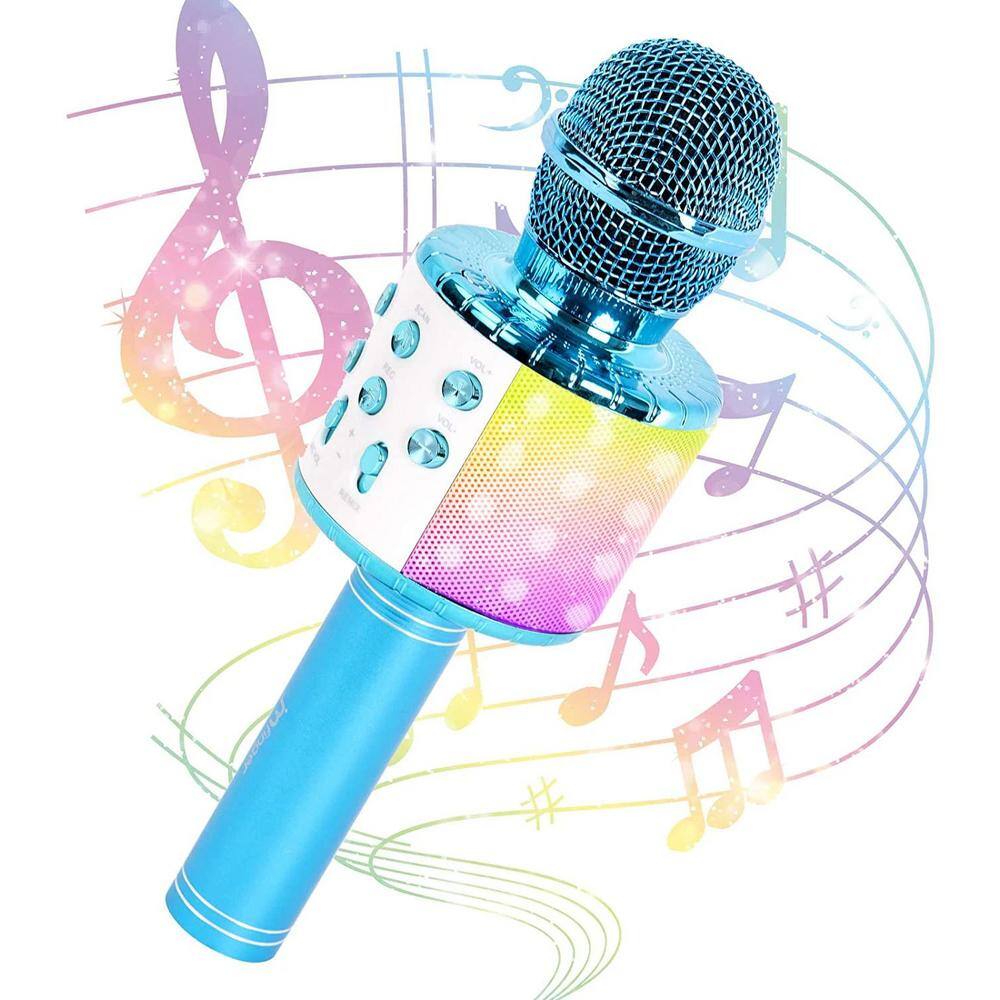 Amucolo Blue Wireless Portable Handheld Bluetooth Microphone, Karaoke ...