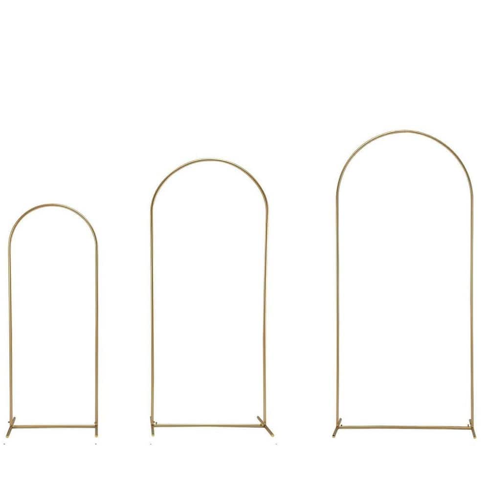 Justincity Metal Arch Backdrop Stand Set of 3 Light Gold 6.6 ft. 5.9 ft ...