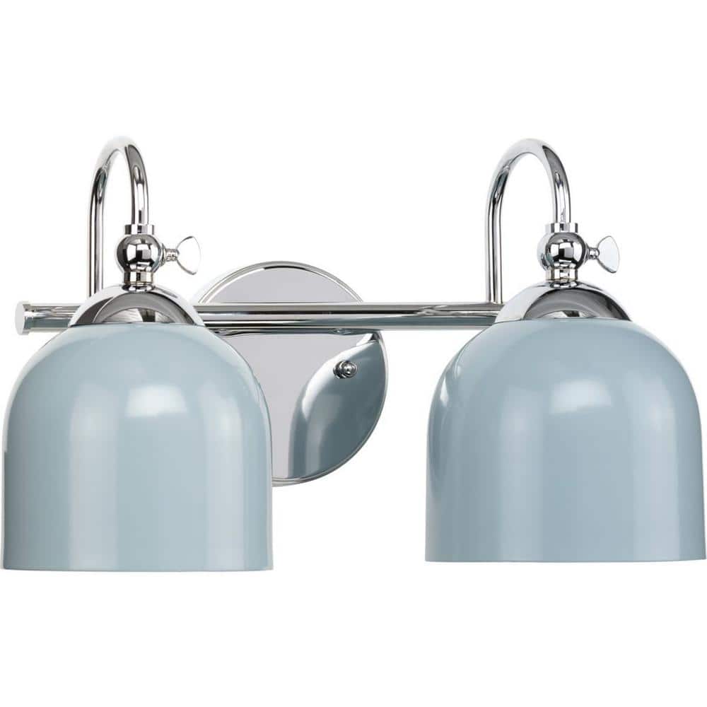 Progress Lighting Dalton 15 in. 2-Light Polished Chrome Coastal Blue ...