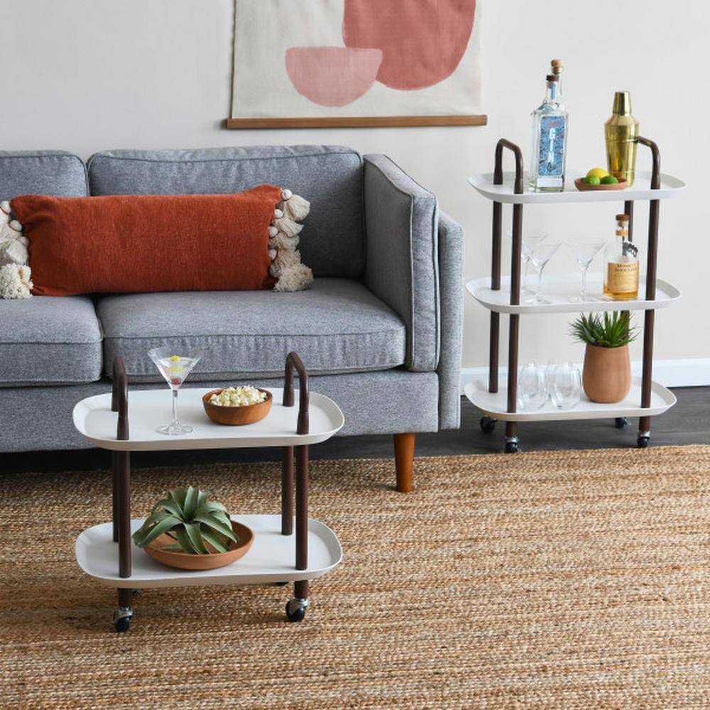 Storied Home Modern Plastic and Metal 3-Tier Trolley with 4-Locking ...