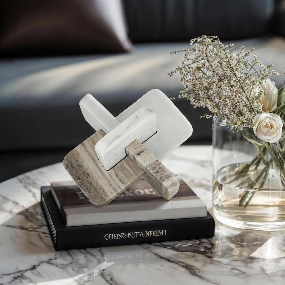 Liv & Skye White 9 in. x 9 in. Marble Knot Sculpture 20697-01 - The ...