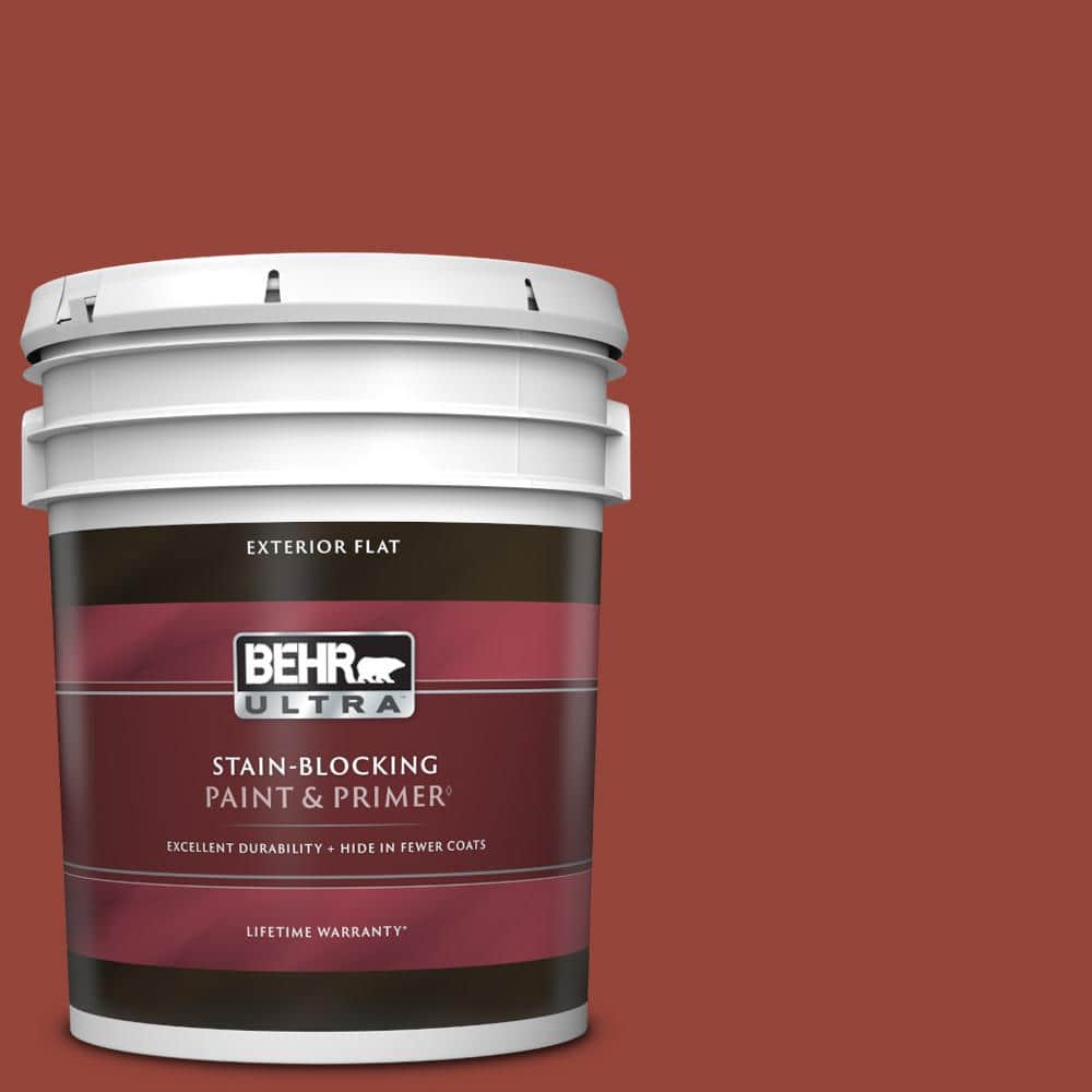 BEHR ULTRA 5 gal. #PPU2-17 Morocco Red Flat Exterior Paint & Primer ...