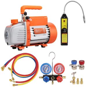 SKYSHALO 1/5 HP 3.5 CFM AC Vacuum Pump and Gauge Set Single Stage ...