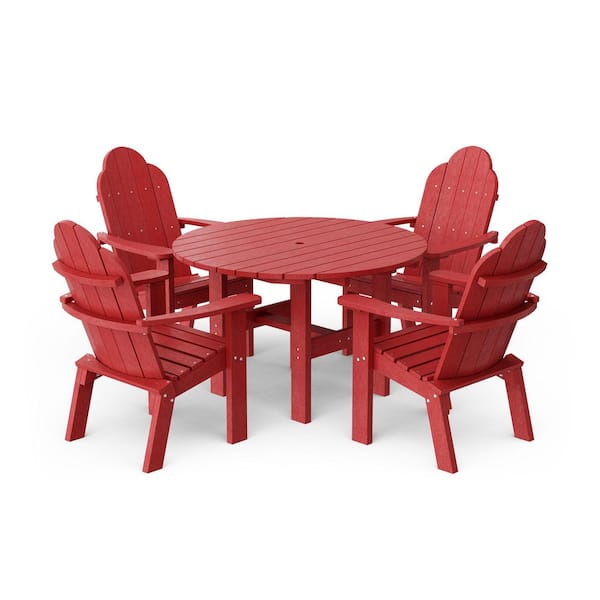 Wildridge Classic Cardinal Red 5-Piece HDPE Plastic Outdoor Patio ...